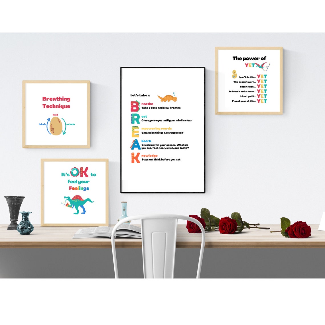 9 Dinosaur Theme Calming Corner Prints Kids Room Promote Mental Well ...