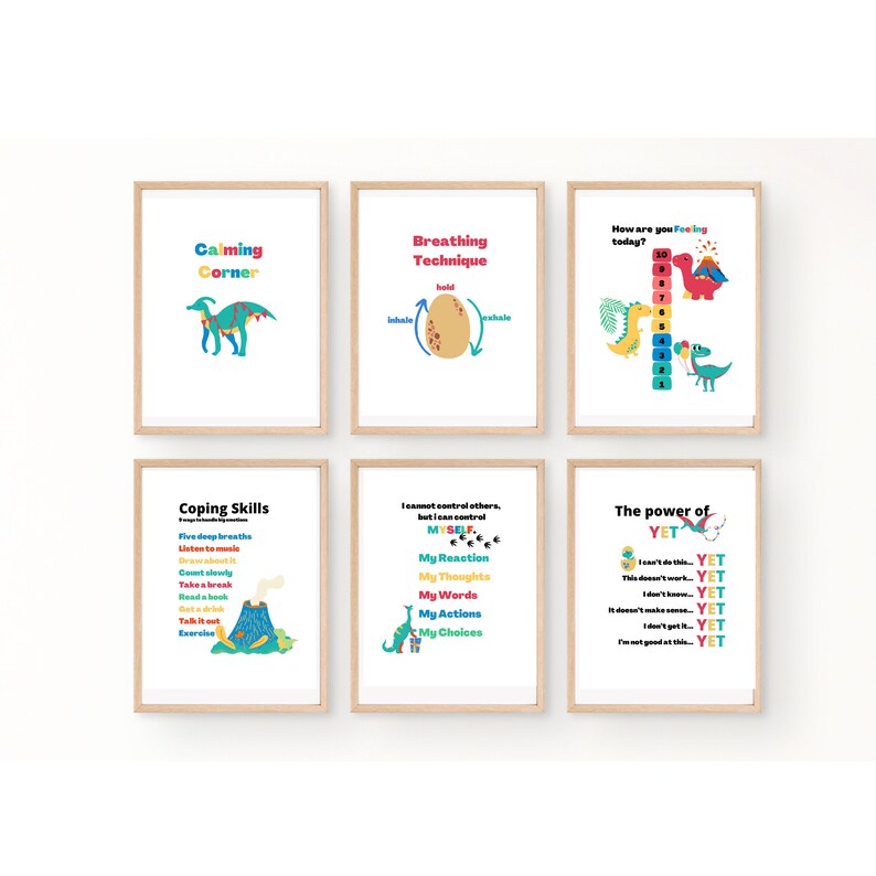 9 Dinosaur Theme Calming Corner Prints Kids Room Promote Mental Well ...