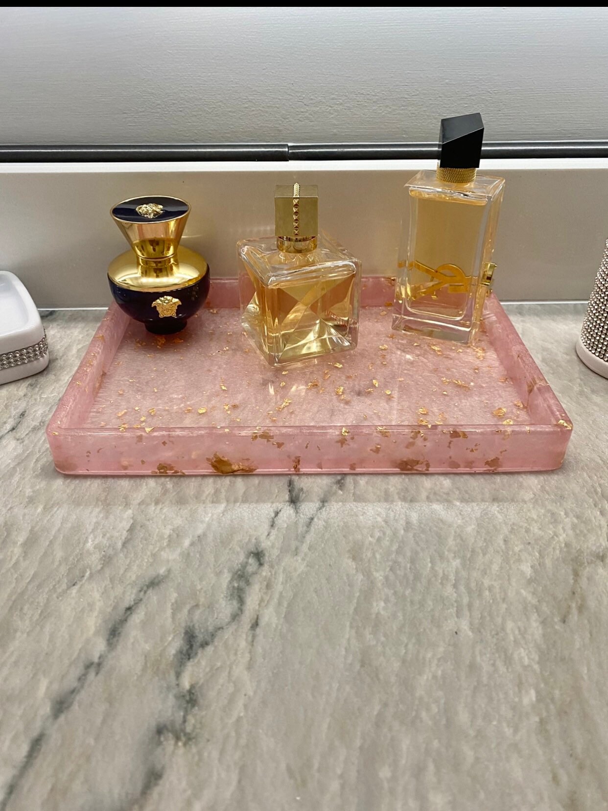 Perfume Tray, Rolling Tray, Vanity Tray, Gemstone, Accent Tray, Resin ...