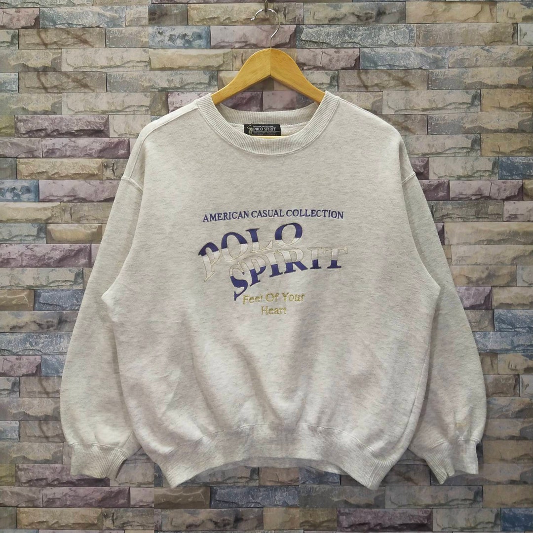 Vintage Polo Spirit Embroidered Jumper Sweatshirt Crewneck Sweater Size ...