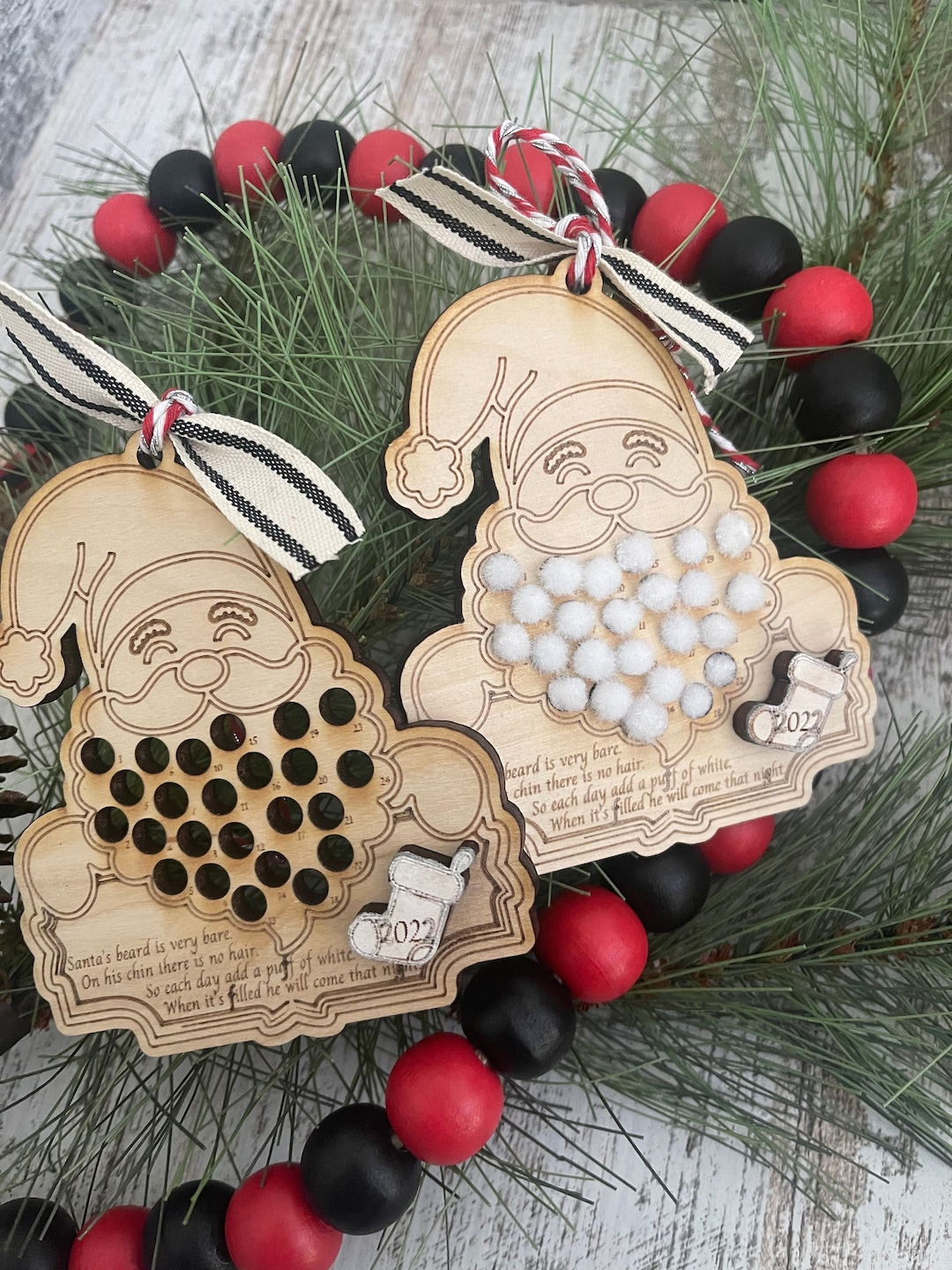Santa Beard Christmas Advent Calendar With Pompoms - Etsy