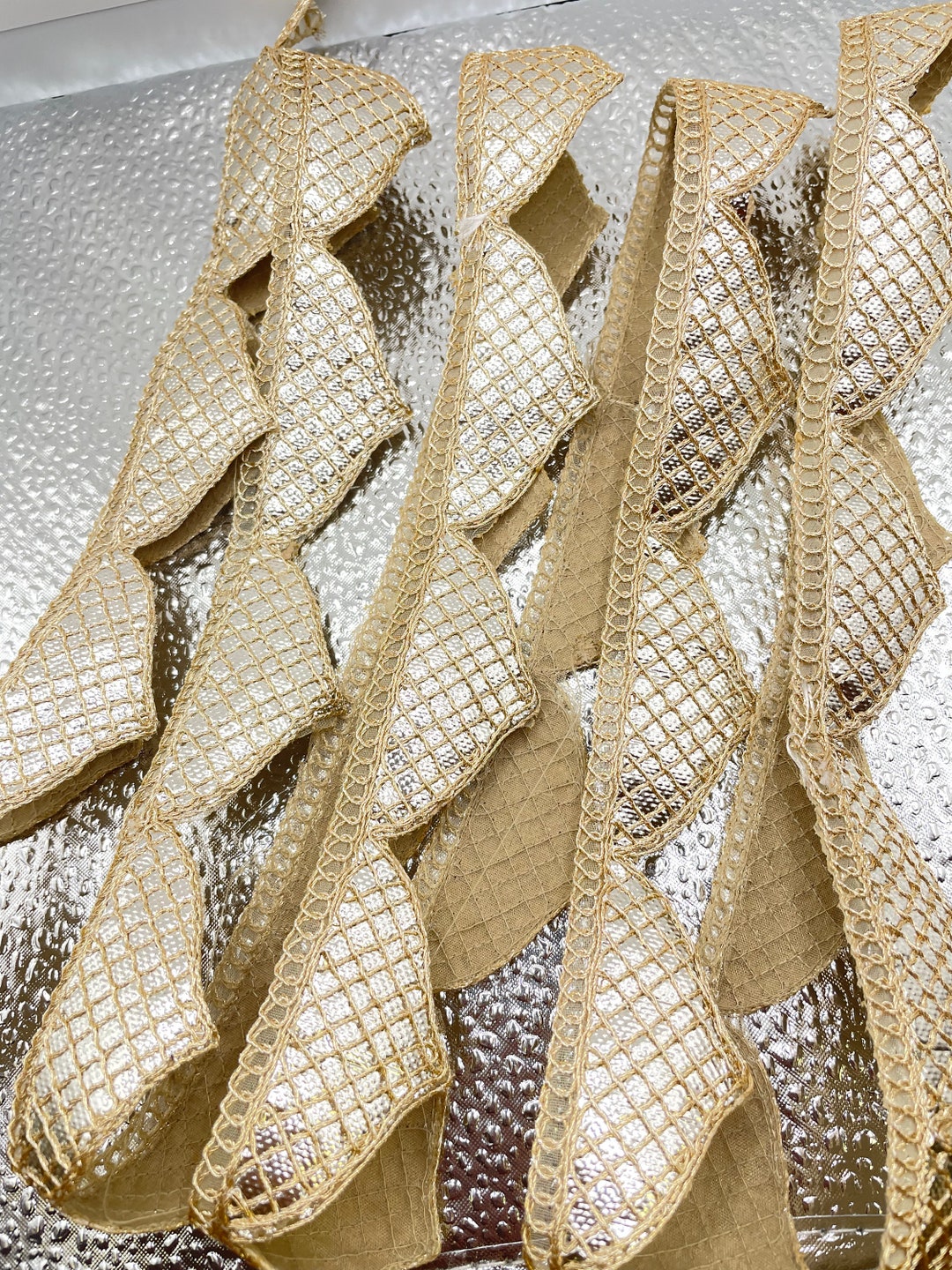 1m Pale Gold Gota and Zari Work Scallop Lace - Etsy