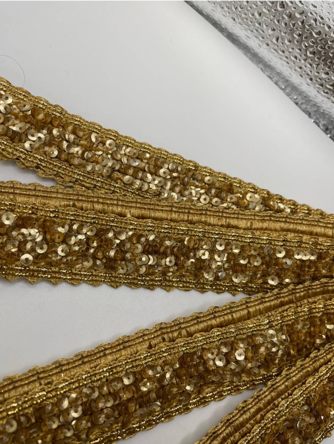1 M Gold Sequin Embroidered Lace. - Etsy