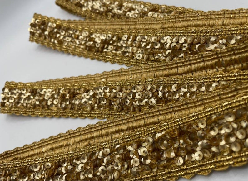 1 M Gold Sequin Embroidered Lace. - Etsy