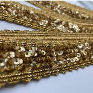 1 M Gold Sequin Embroidered Lace. - Etsy