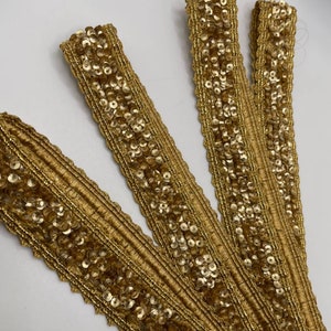 1 M Gold Sequin Embroidered Lace. - Etsy