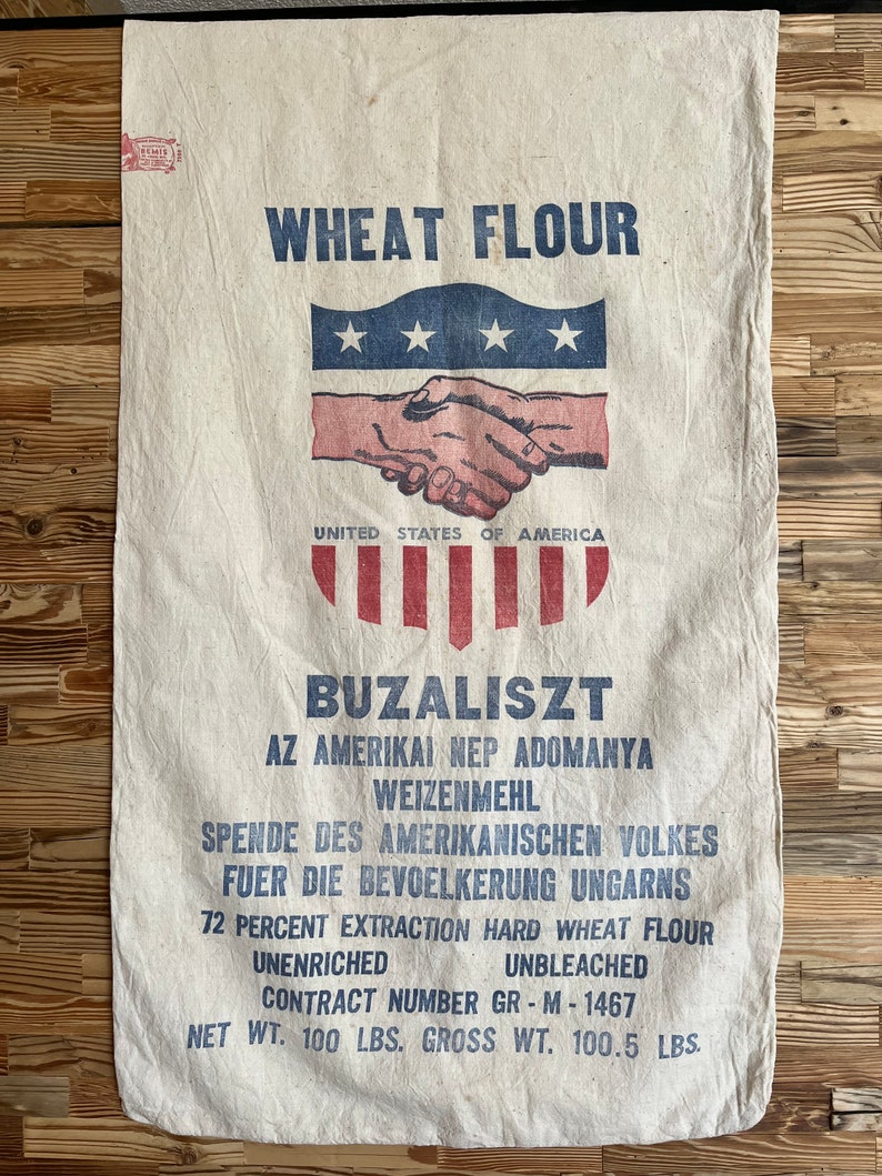 Original Vintage Flour Sack Donated to the People of Hungary WWII 100 ...