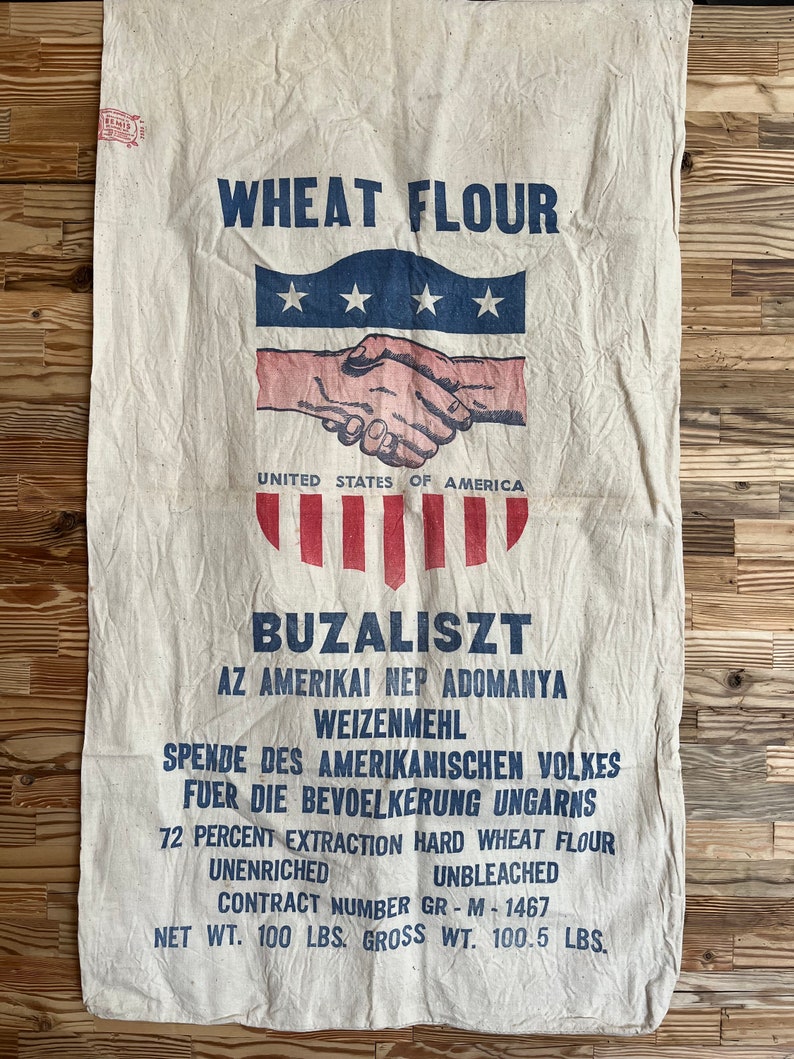 Original Vintage Flour Sack Donated to the People of Hungary WWII 100 ...