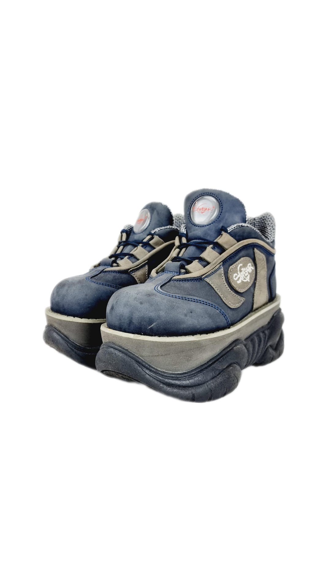 EU 38 / UK 5 Dusty Blue Grey Swear Alternative Platform Sneakers Vintage 90s Y2K Kawaii Harajuku ...