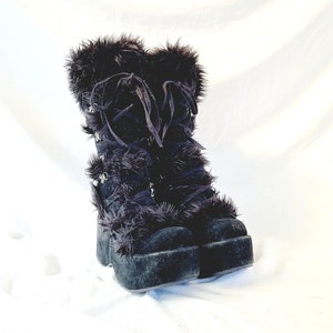 EU 42 / UK 8 Gordon Jack Black Fur Suede Platform Moon Boots - Etsy UK