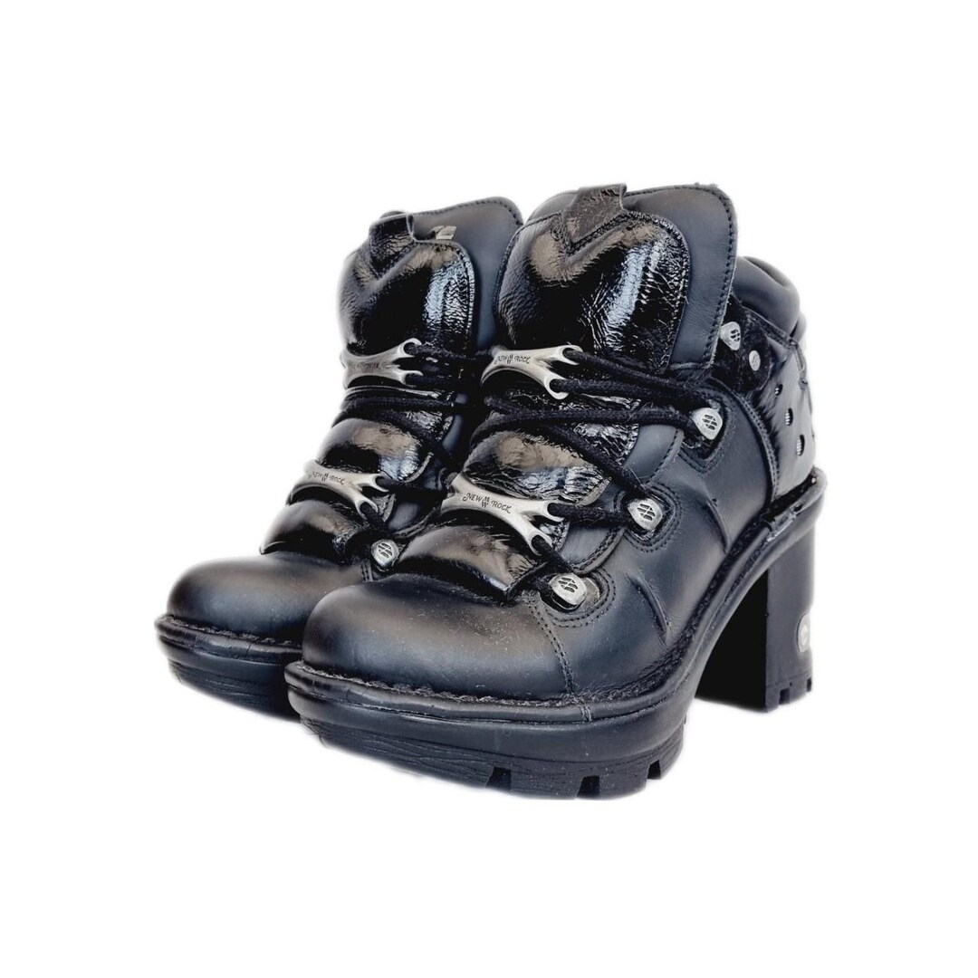 EU 41 / UK 7.5 Vintage Black and Silver Neo Punk Neotrail New Rock ...