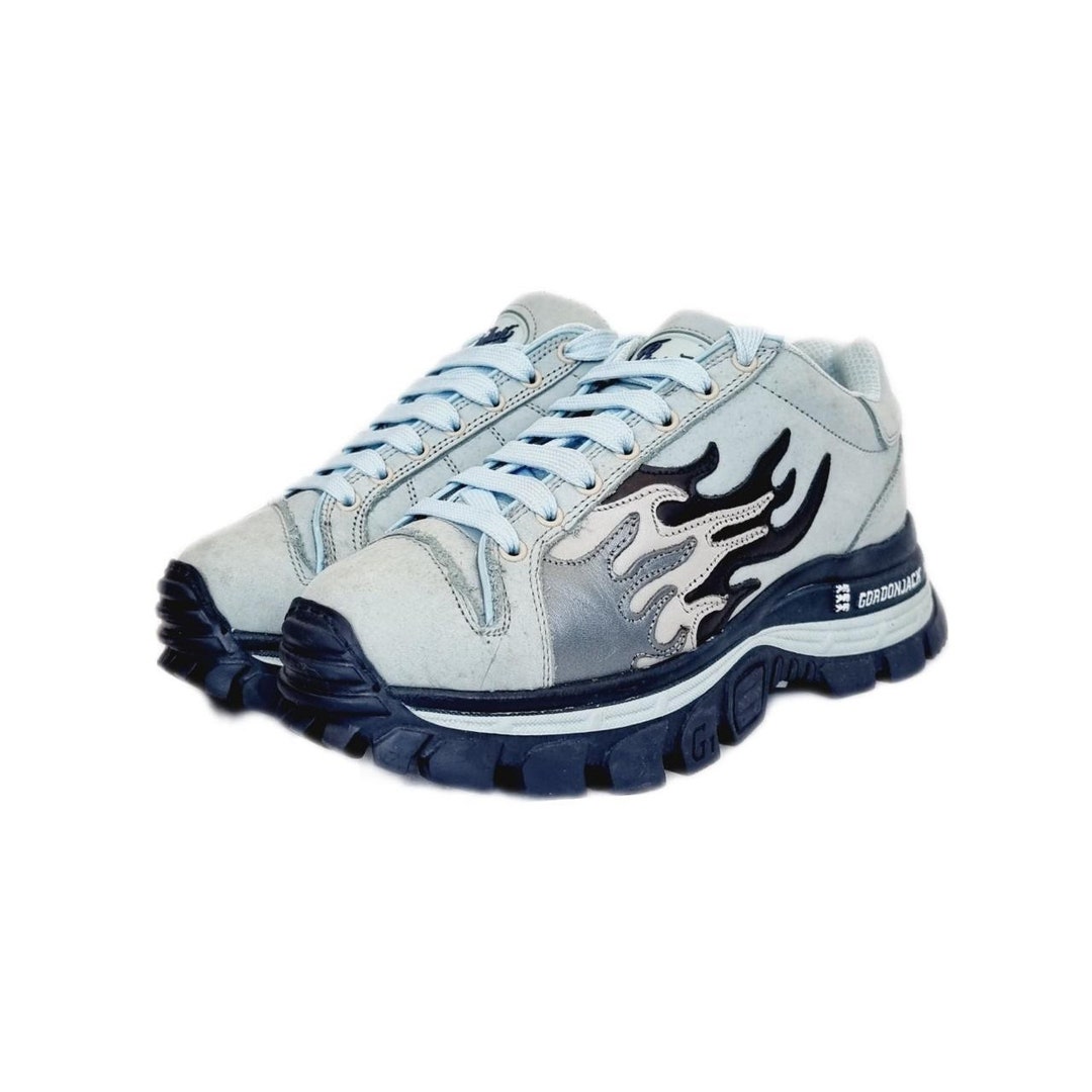 EU 41 / UK 7.5 Dusty Pastel Blue and Navy Gordon Jack Platform Sneakers ...