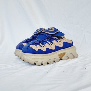 EU 38 / UK 5 Grey and Cobalt Blue Gordon Jack Platform Sneakers ...