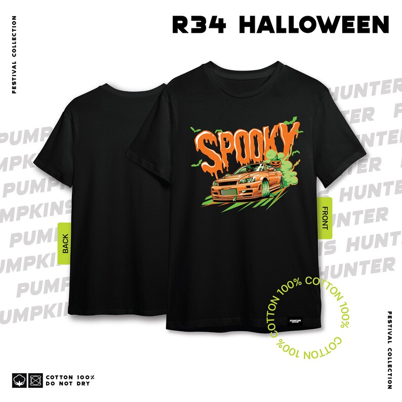 Halloween Pumpkin R34 T-shirt: JDM Car Lover Gift - Etsy