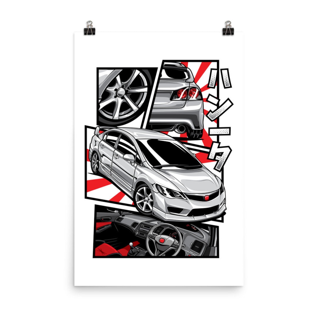 Civic FD2R Poster: Japanese Car Art, Racing Decor - Etsy