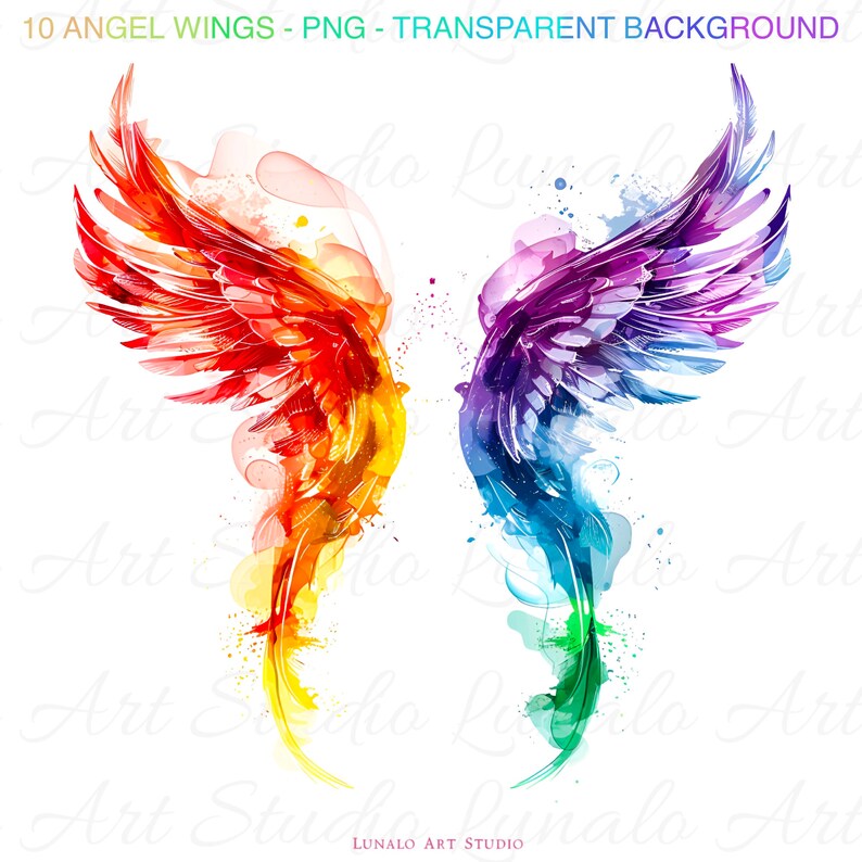 Paquete de imágenes prediseñadas de alas de ángel con humo etéreo ...