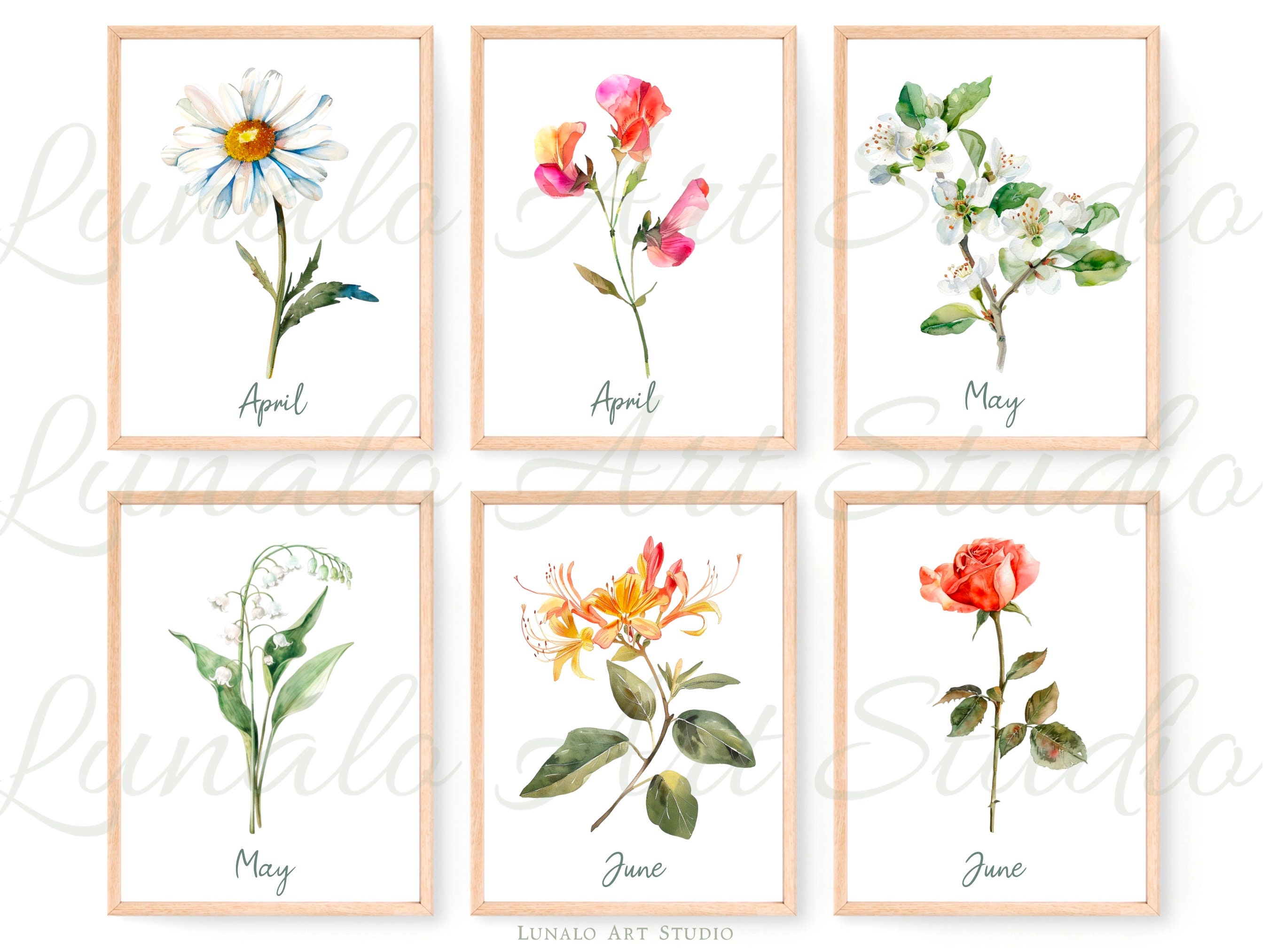 Birth Month Flower Print, Birth Month Flowers, Birth Flower Gift, Gift ...