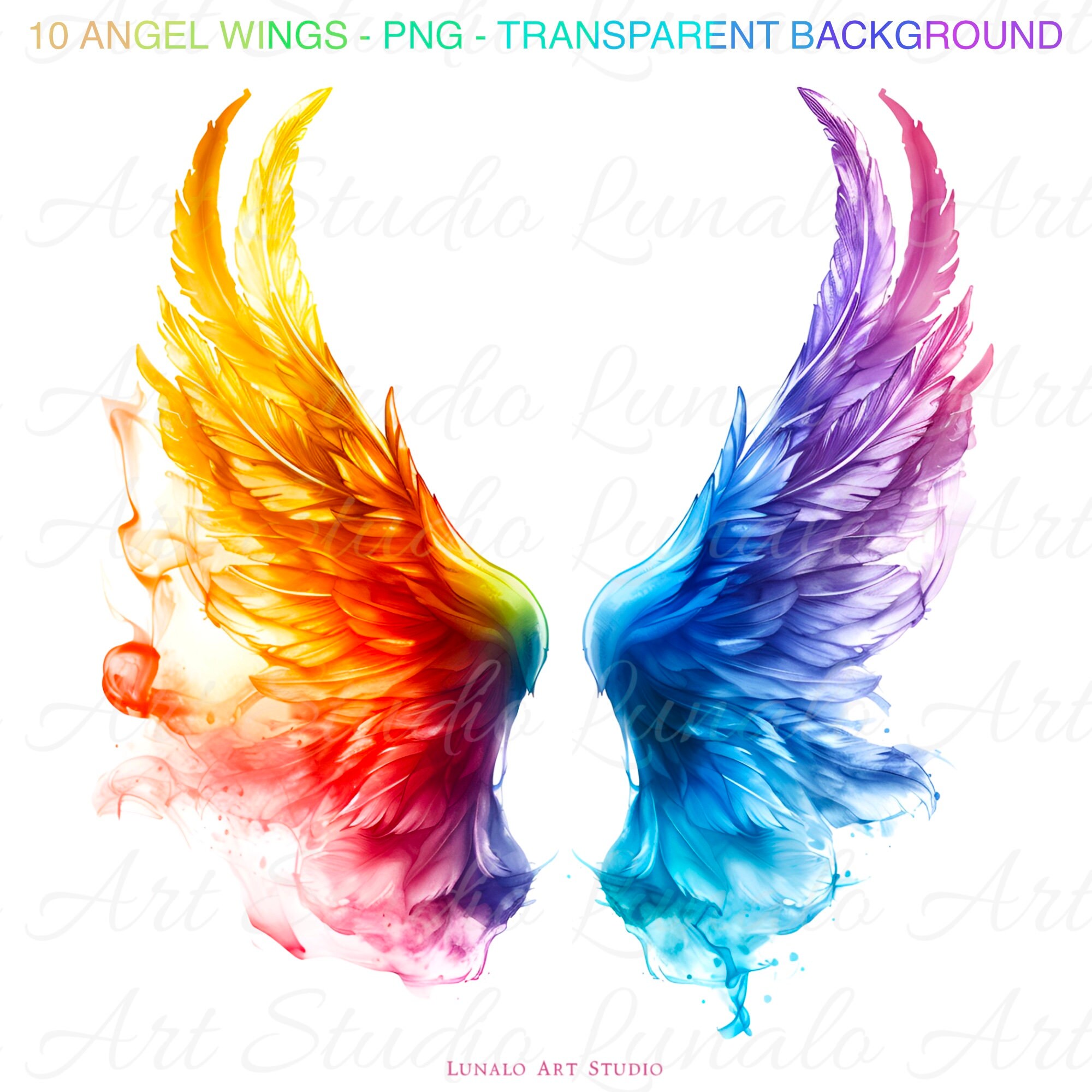 Paquete de imágenes prediseñadas de alas de ángel con humo etéreo ...