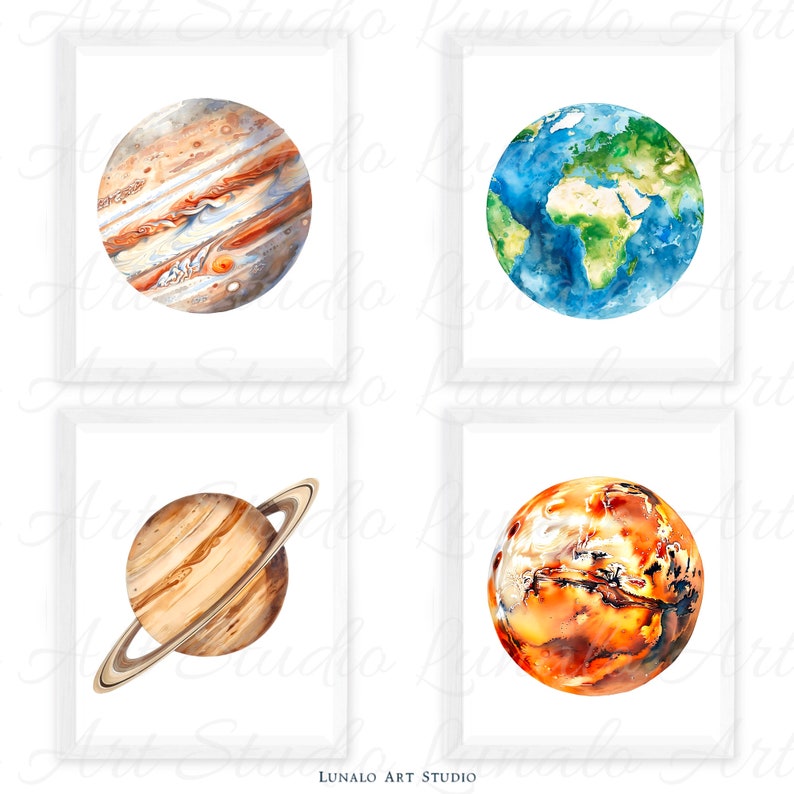 Space Print Bundle, 28 Planet Prints, Solar System Prints, Mercury ...