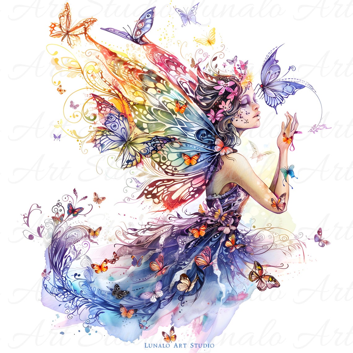 5 Whimsical Fairy Clipart, Watercolour Fairies Clipart, Fairy Clip Art ...