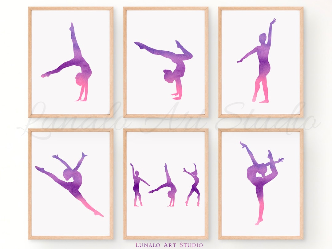 Set of 6 Gymnastics Wall Art, Gymnastics Wall Print Set, Gymnastic ...