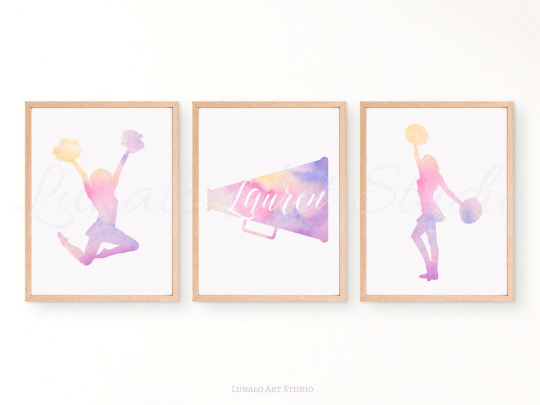 Set of 3 Personalised Cheerleader Prints | Cheer Printable | Girls Room ...