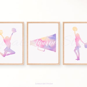 Set of 3 Personalised Cheerleader Prints | Cheer Printable | Girls Room ...