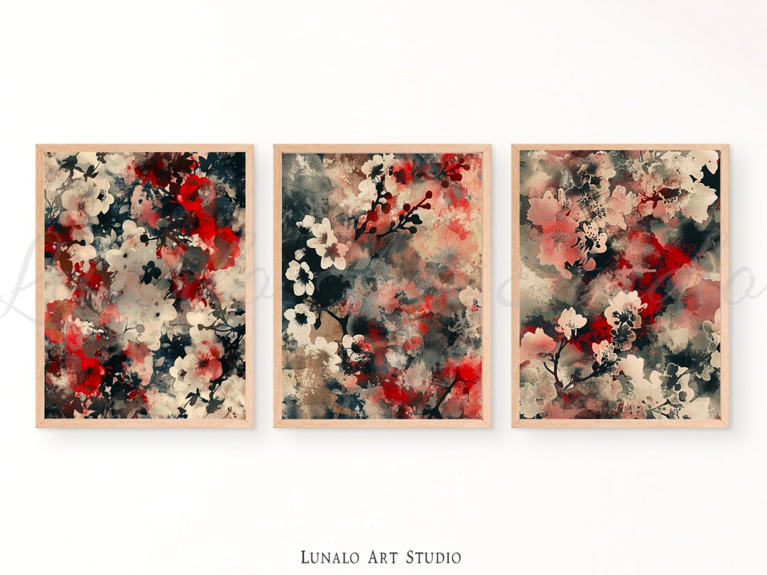 Elegant Japandi Blossom Watercolor Prints: Abstract Japanese Wall Art ...
