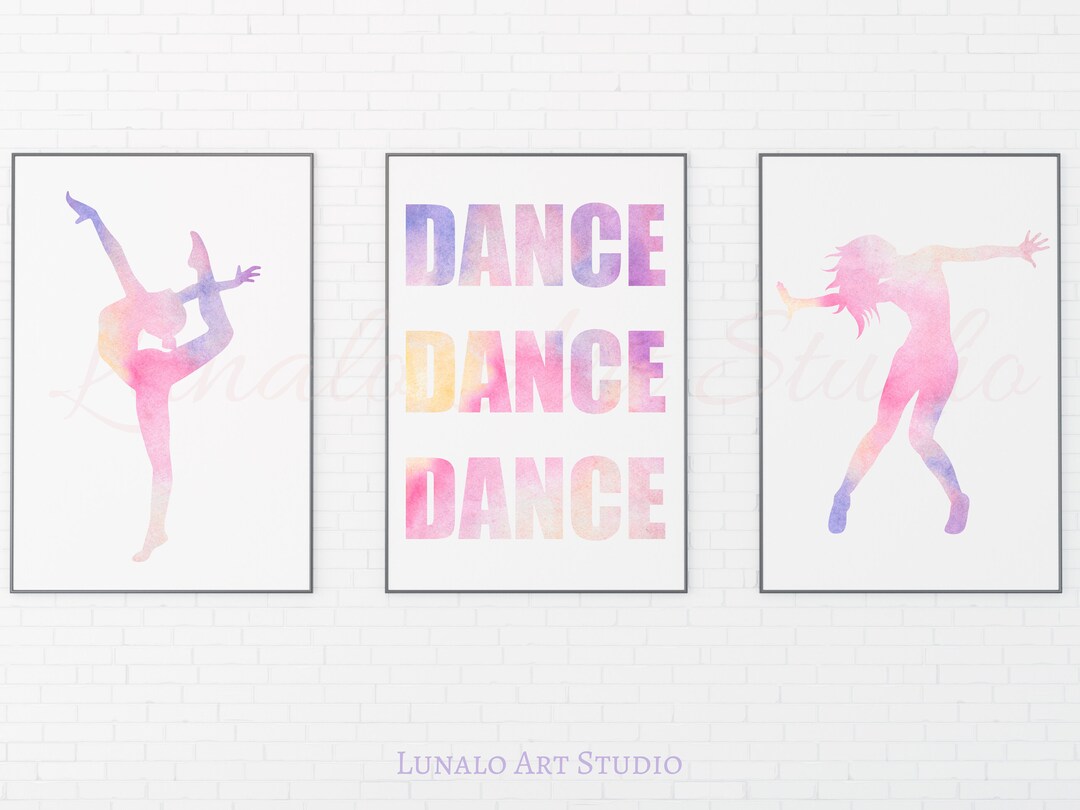 3 Dance Prints, Dance Gift, Dance Posters, Pink Dance Print, 3 Piece ...
