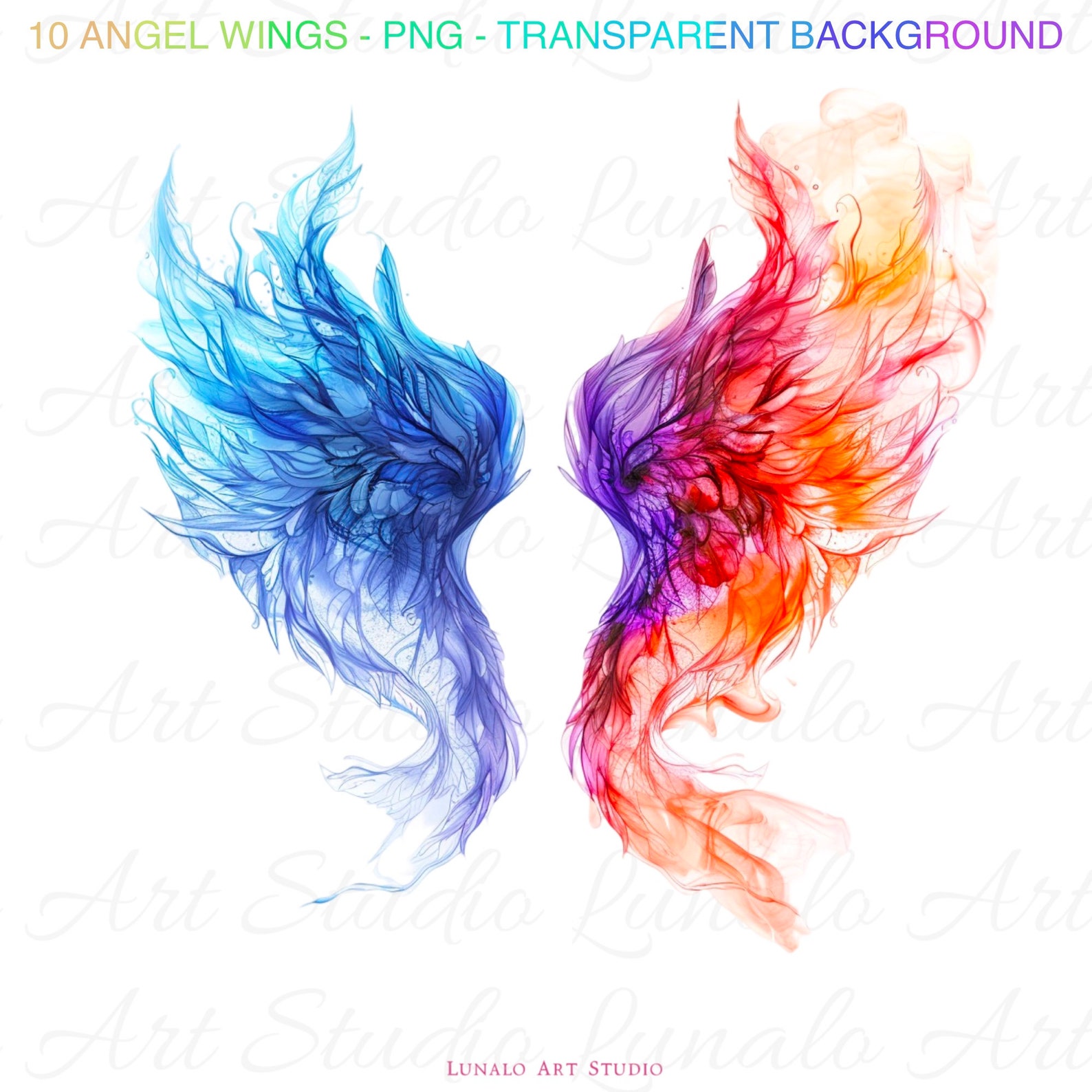Ethereal Smoke Angel Wings Clipart Bundle: High-res Fairy Imagery for ...
