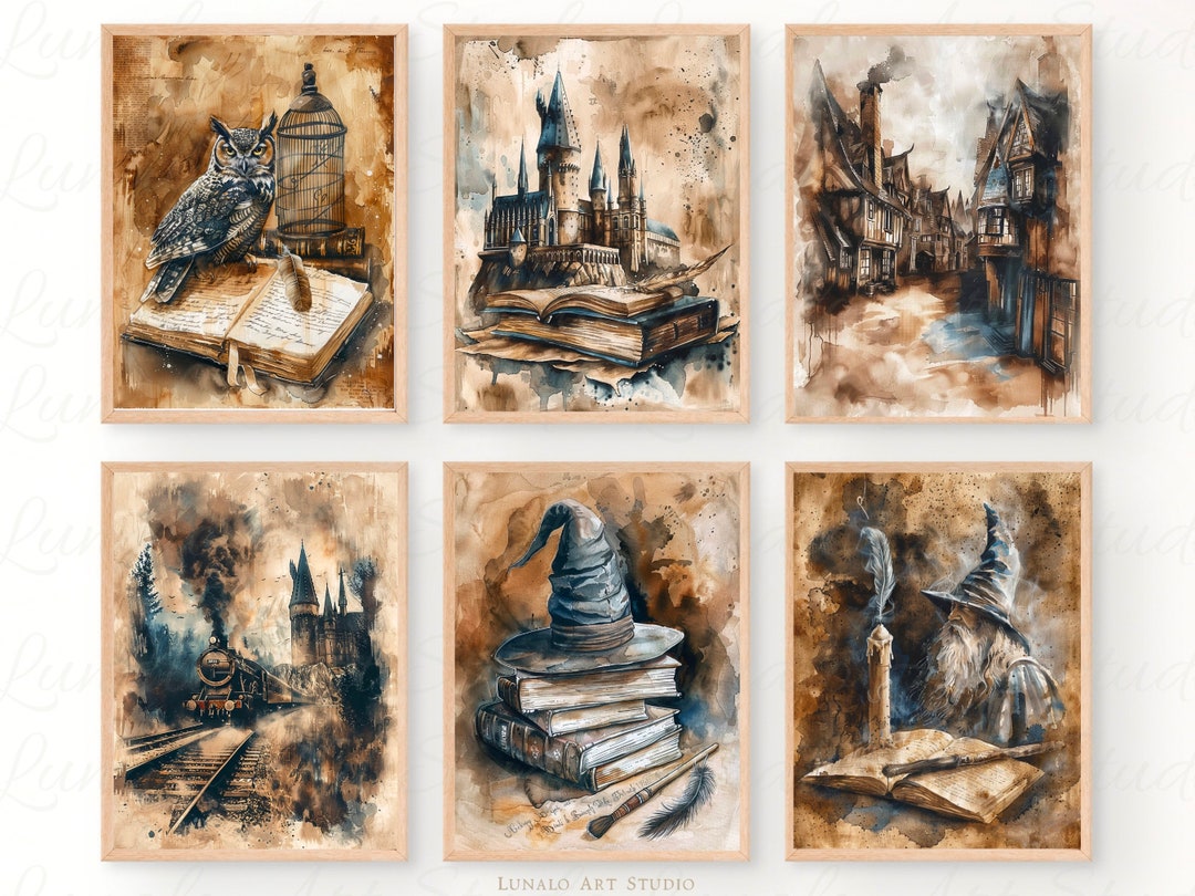 Wizard Print Set of 6, Wizard Prints, Wizarding School Inspired Print 6 ...