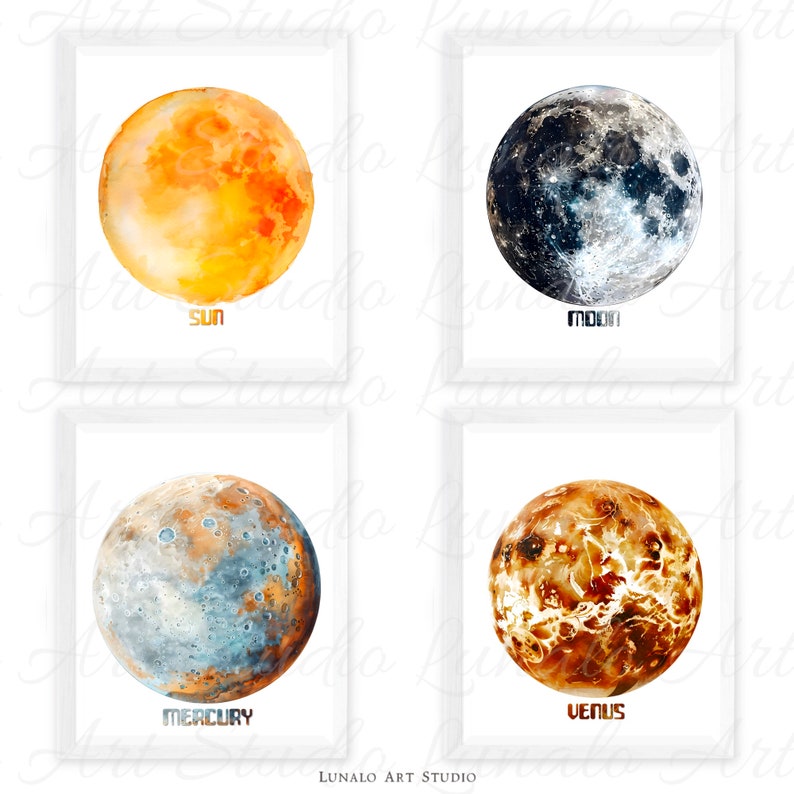 Space Print Bundle, 28 Planet Prints, Solar System Prints, Mercury ...