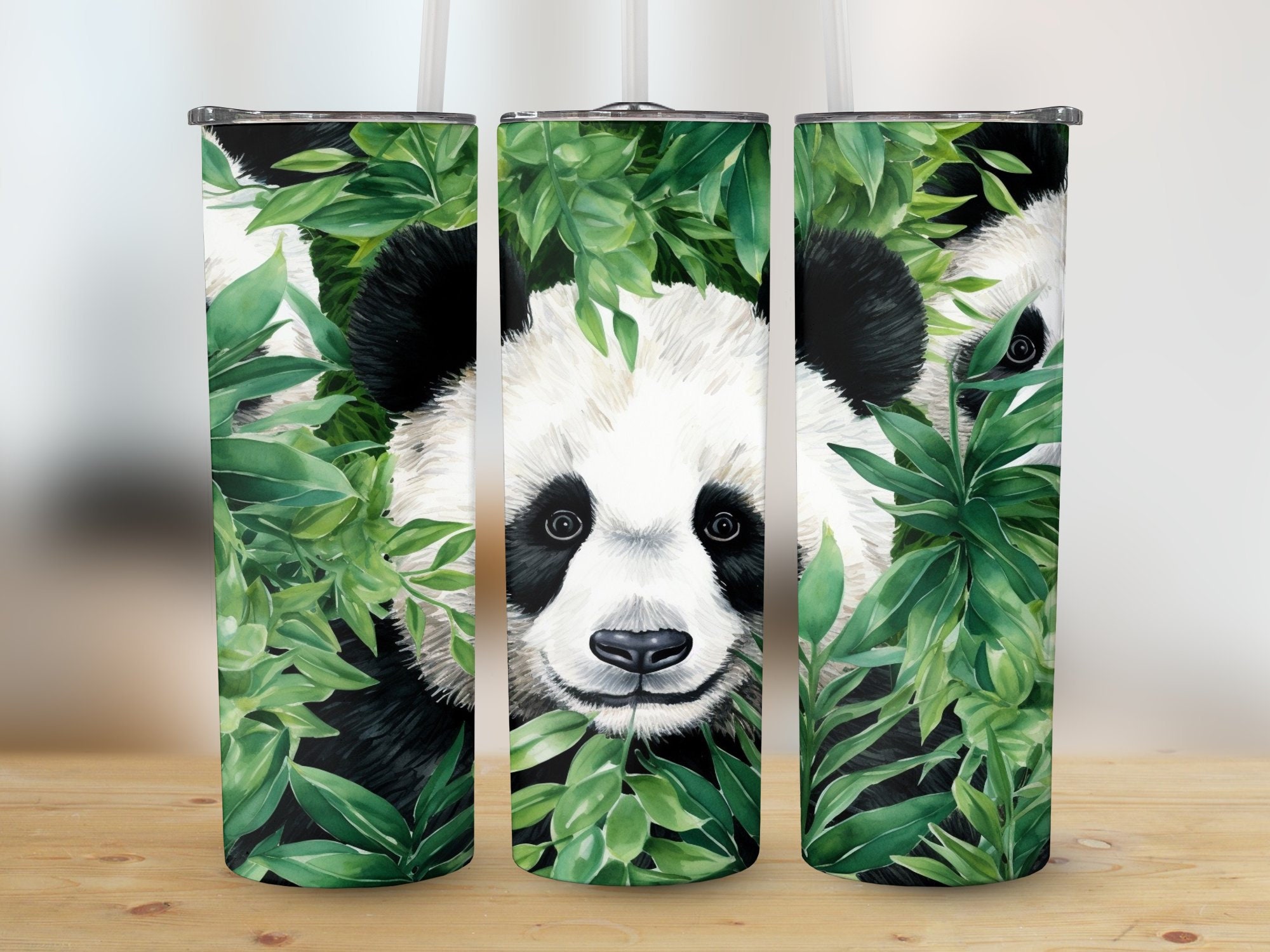 Peeking Panda Tumbler Wrap Design: 20oz Skinny Cup PNG Digital Download ...