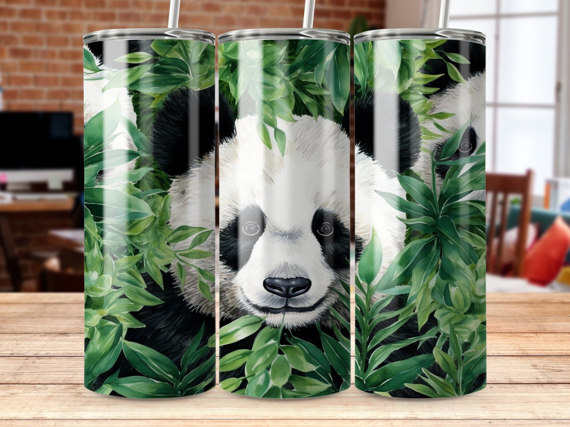 Peeking Panda Tumbler Wrap Design: 20oz Skinny Cup PNG Digital Download ...