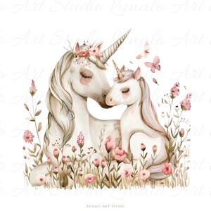 Watercolor Unicorn Clipart: Floral PNG Bundle (digital Download) - Etsy