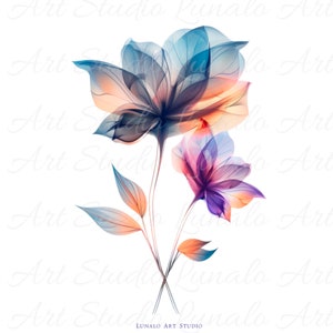 Abstract Floral Clipart Bundle: Watercolor Flower Pngs (digital ...