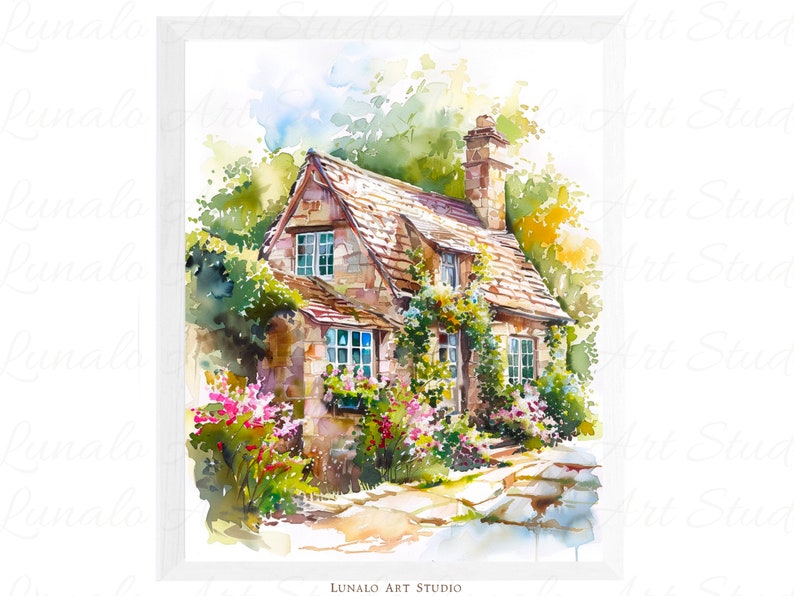 Old English Cottage Printable Art, Cottage Art Print, Cottagecore ...