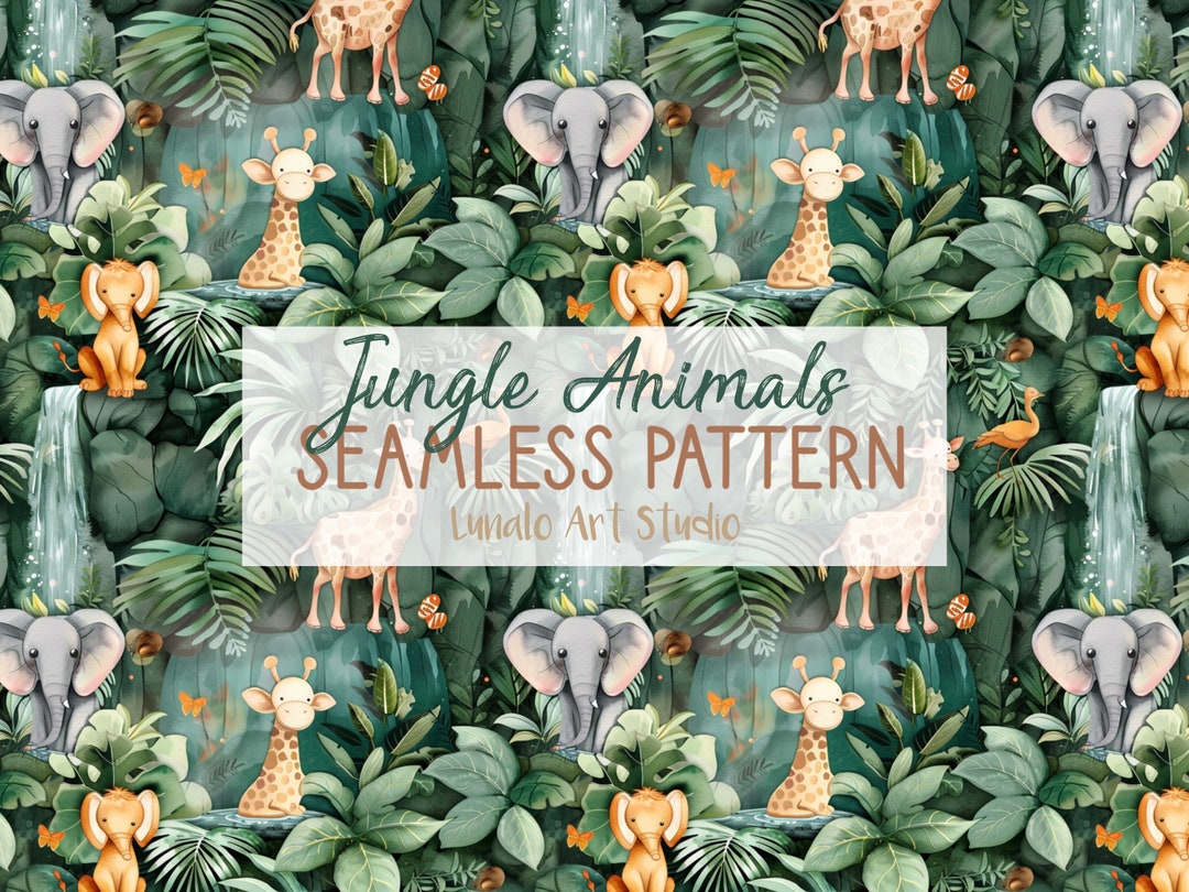Jungle Seamless Pattern, Jungle Nursery, Surface Pattern, Jungle ...
