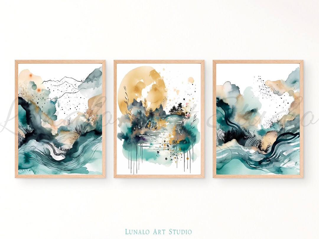 Elegant Japandi Watercolour Prints: Abstract Japanese Wall Art Set of 3 ...
