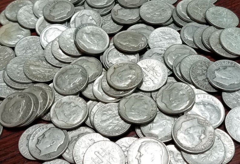 Vintage US Roosevelt Dimes: 90% Junk Silver, Lot of 40 - Etsy
