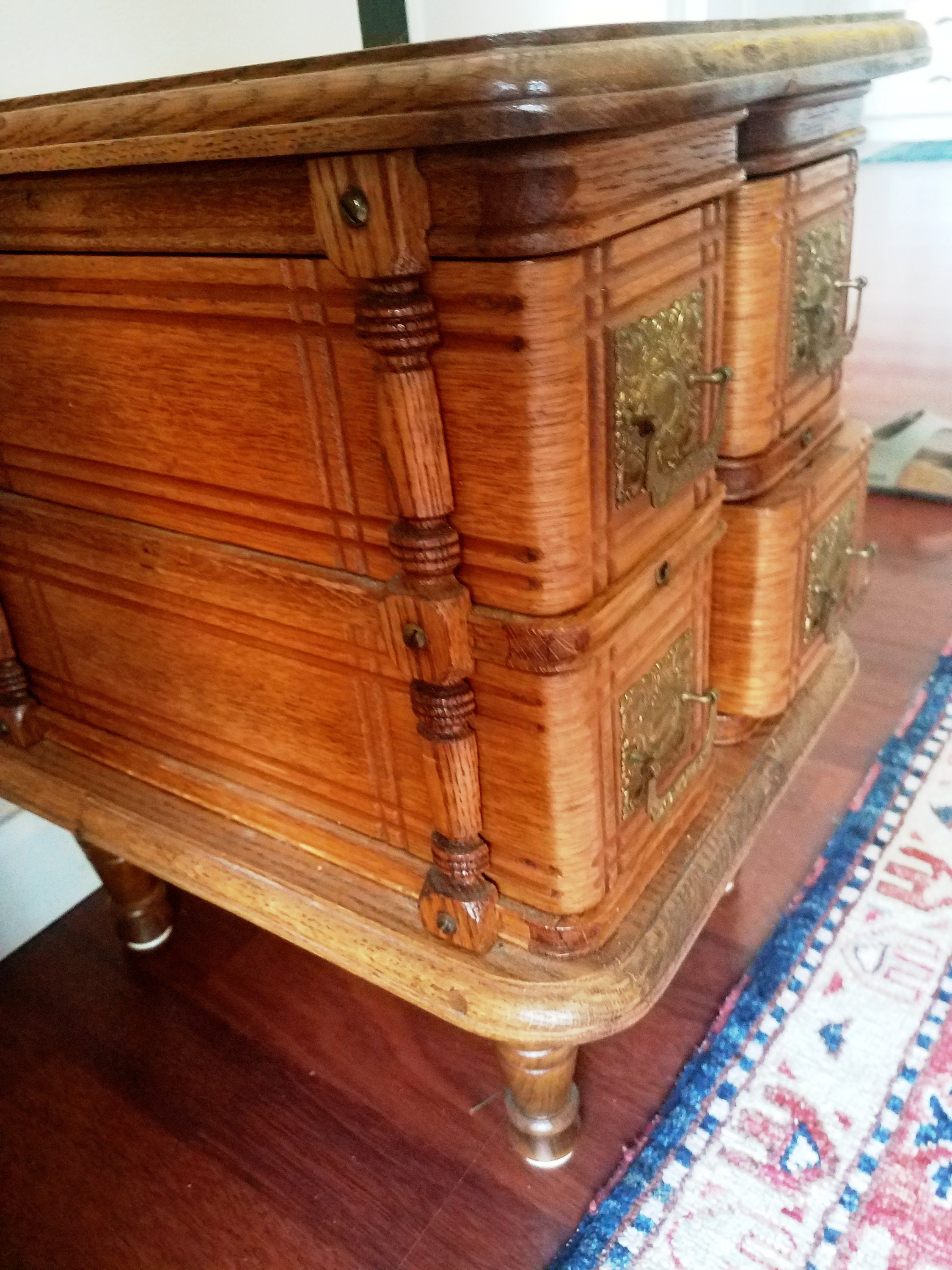 Vintage Treadle Sewing Machine Four Drawer End Table Case Cabinet ...