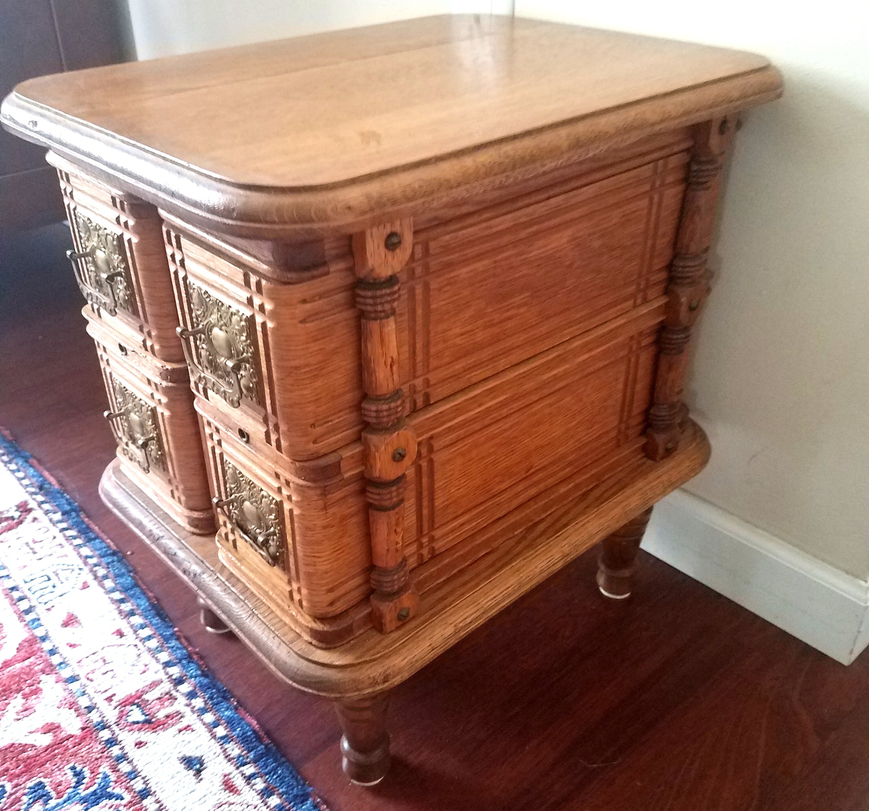 Vintage Treadle Sewing Machine Four Drawer End Table Case Cabinet ...
