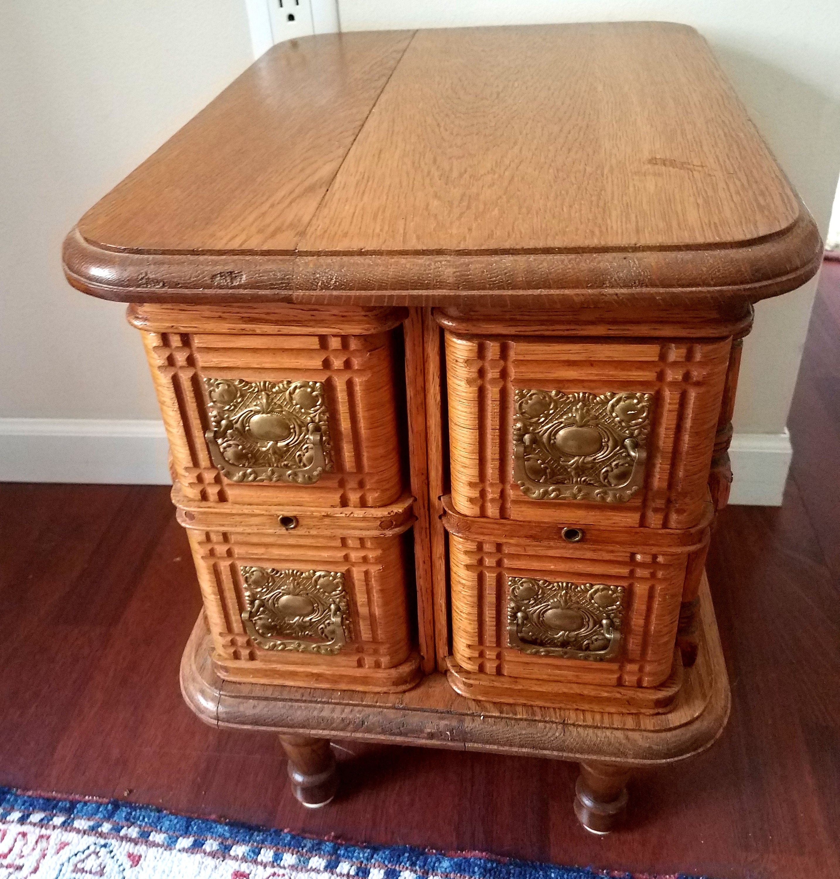 Vintage Treadle Sewing Machine Four Drawer End Table Case Cabinet ...