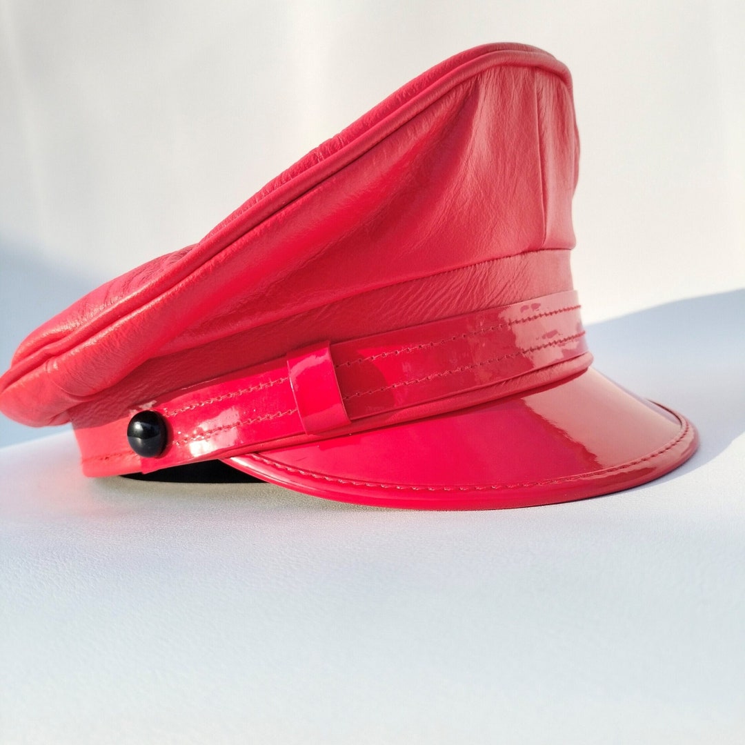 Red Muir Cap Made of Real Soft Leather; Red Strap Lined With Soft Satin ...