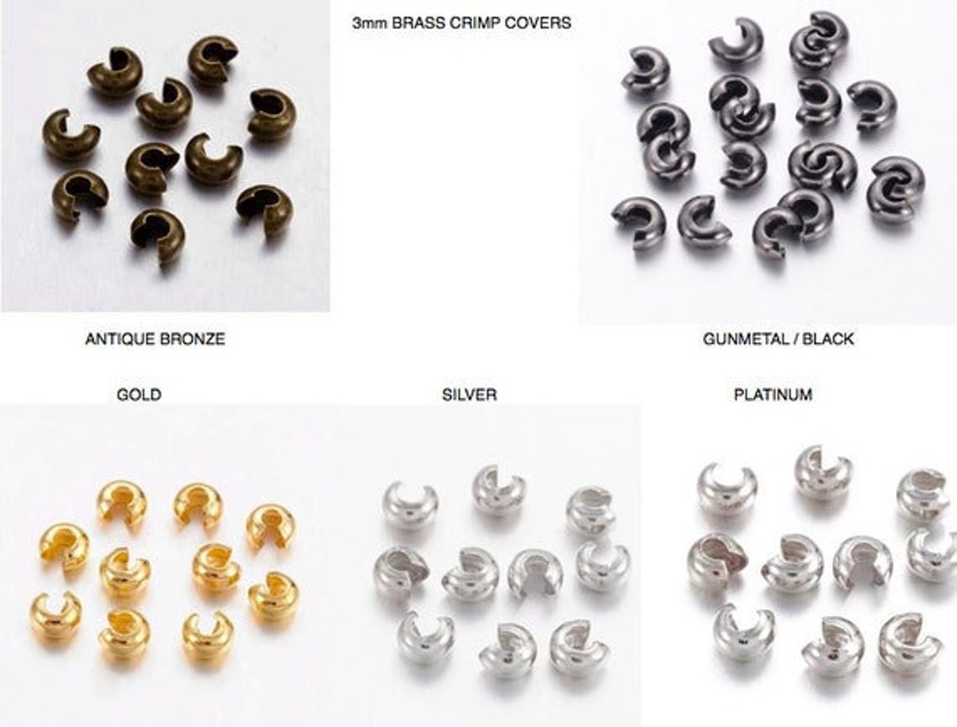 50-100 3mm BRASS CRIMP COVERS: Silver or Gold Crimp Covers, Antique ...