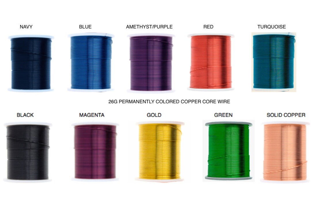 72ft) 26G Copper Core Wire Navy Blue Gold Red Amethyst Black Red ...