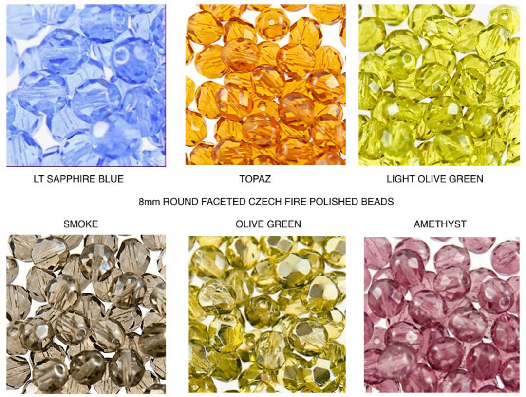 30) 8mm Fire Polished Beads, Czech Fire Polished Faceted Round Beads - Etsy