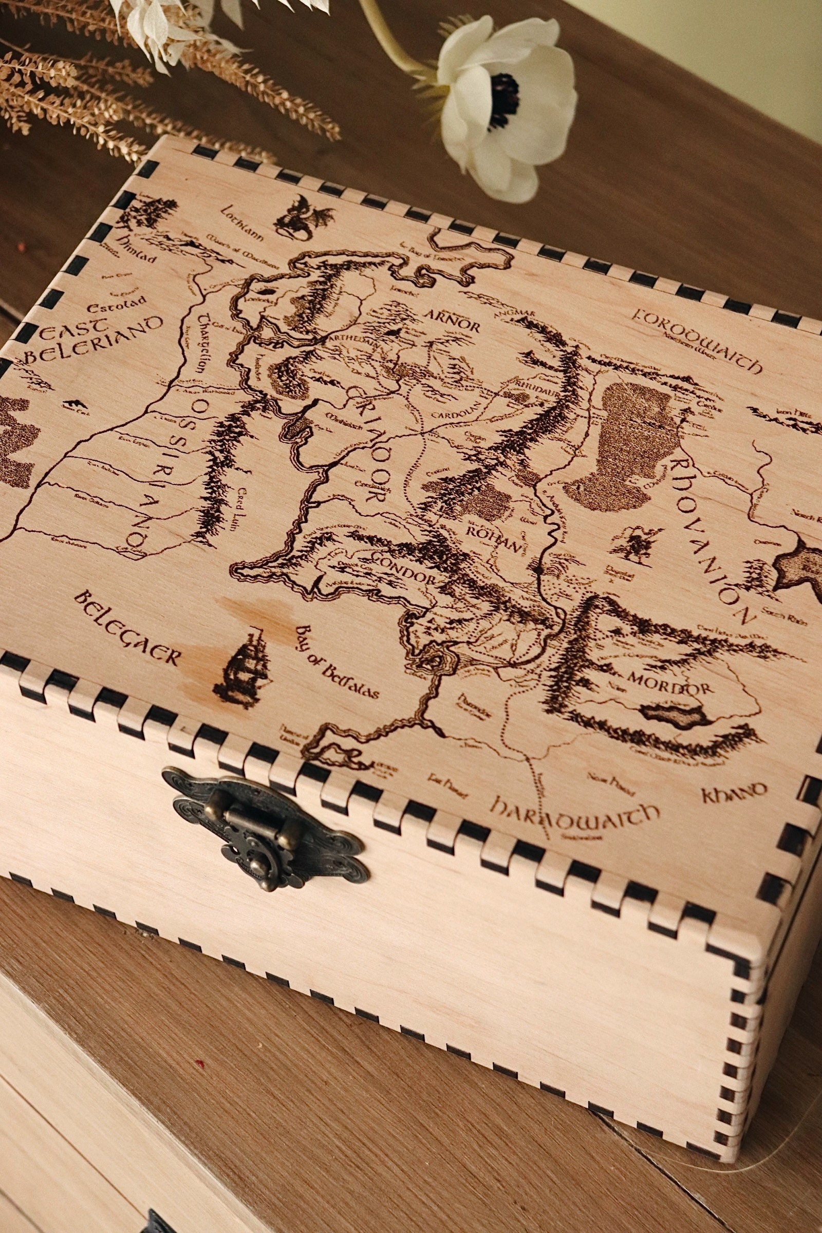Middle Earth Wooden Box Custom LOTR Wood Gift LOTR Map - Etsy