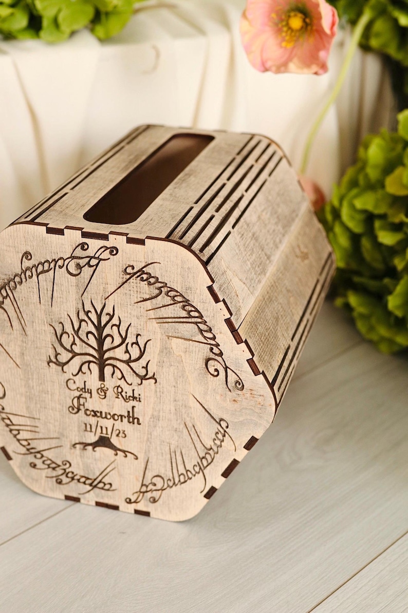 LOTR Wood Card Box Wood Card Box Wedding Personalized Wedding Card Box ...