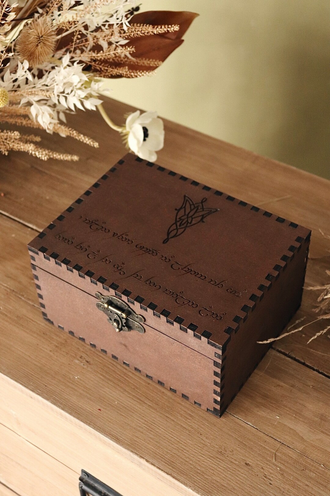 Arwen Star Wood Gift Box Wood LOTR Gift Elvish Engravings - Etsy